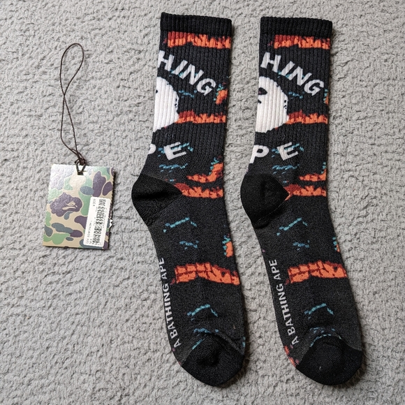 Bape | Underwear & Socks | Bape Crew Socks Ape Logo Mens Womens Unisex ...